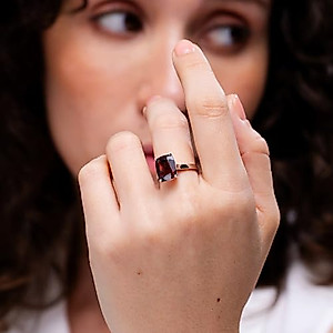 Angara Natural Garnet Solitaire Ring for Women in 14K Yellow Gold (Grade-A | Size-12x10mm) | January Birthstone Jewelry Gift for Her | Birthday | Wedding | Anniversary | Engagement