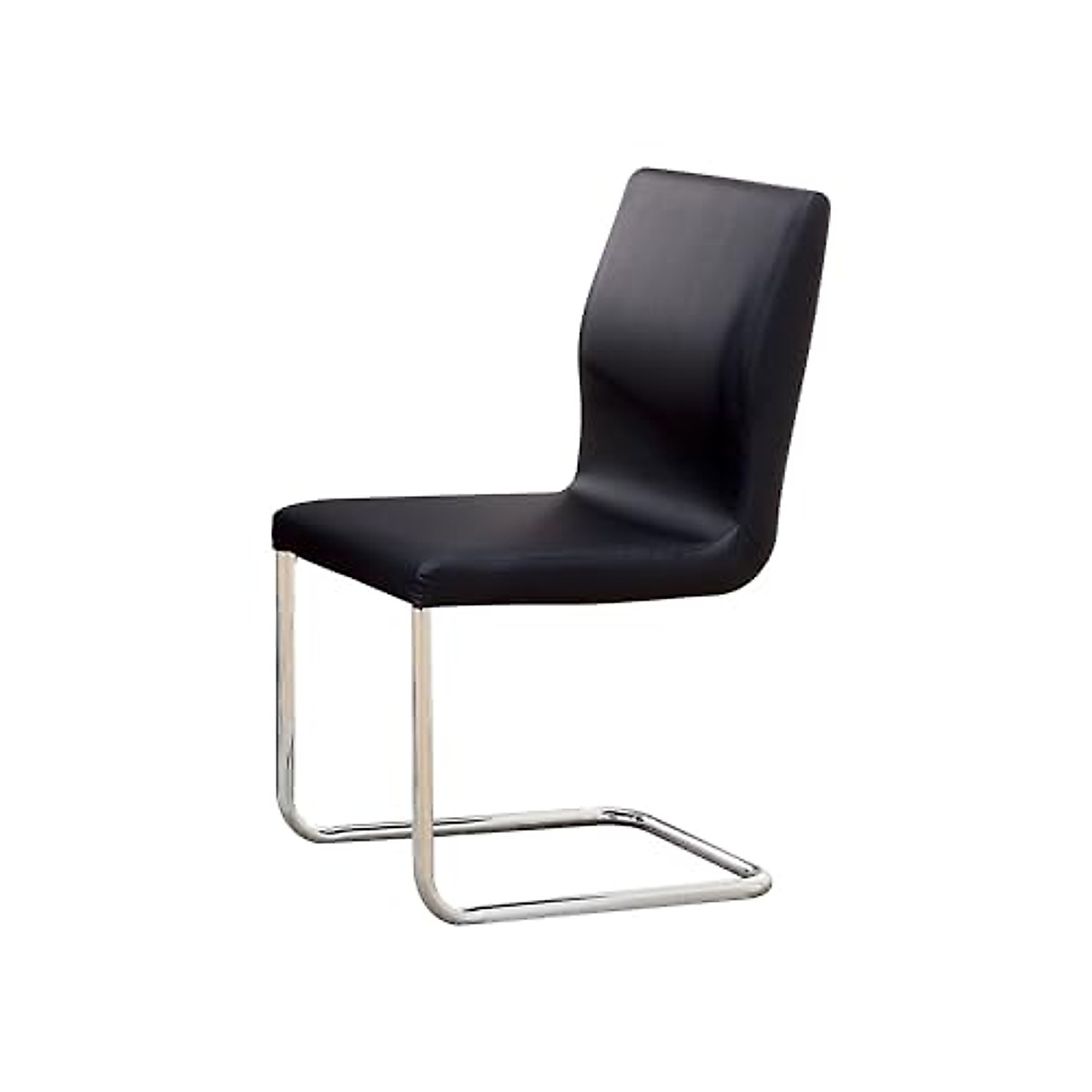 Furniture of America Quezon Set of 2 Modern Leatherette Dining, Upholstered Chrome Legs for Kitchen, Dinnites, Living Room Accent Chair, 35.5" x 17.75" x 21", Black