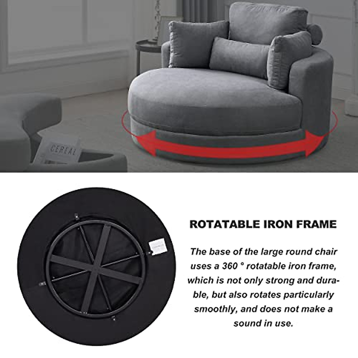 Swivel Accent Barrel Chair with Storage Ottoman,Comfy Teddy Upholstered 360° Recliner Sofa Club Chaise Leisure Round Lounge Armchair Singel Lazy Sofá Arm Chairs and Footrest Set for Living Room/Hotel