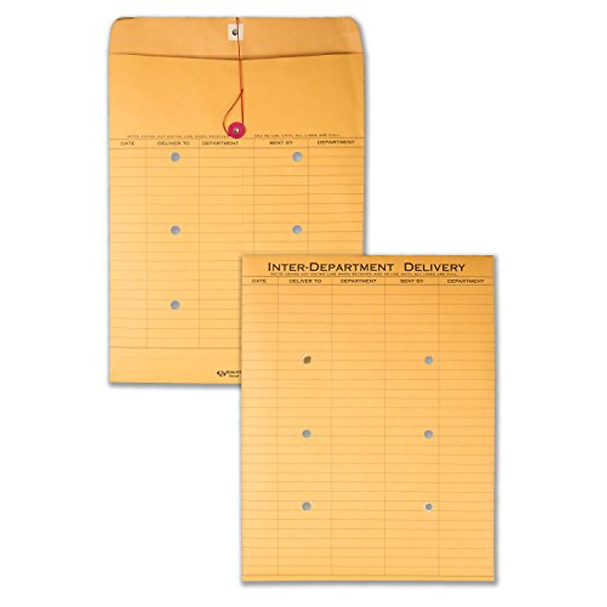Quality Park Interoffice Envelopes, String and Button, Brown Kraft, 10 x 13, 100 per Case, (63561)