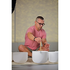 TOPFUND Crystal Singing Bowl Hard Rubber Mallet with Suede Bundle Pocket