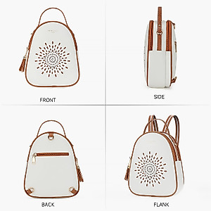 APHISON Small Backpack Purse for Women Cute Mini Backpacks PU Leather Crossbody Shoulder Bags White Brown