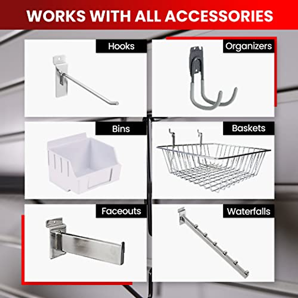 Slatwall Panel Garage Wall Organizer: Heavy Duty Wall Mounted PVC Wall Rack, Interlocking Slat Wall Paneling for Garage Wall Storage, Slatwall Board, Slatwall Shelves System - 3 Color Samples