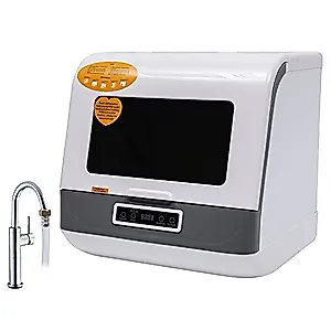 kitneed Countertop Dishwasher, Portable Automatic Dishwasher, Mini dishwasher with 3 Washing Programs, 360 Degree Spraying Water, 75°C Hot Air Drying for Apartment, Dorm Room