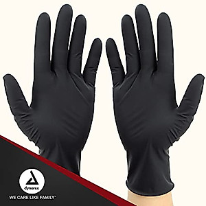 Dynarex Safe-Touch Black Disposable Nitrile Exam Gloves, Powder-Free, Used in Healthcare and Professional Settings, Law Enforcement, Tattoo, Salon or Spa, Extra-Large, 1 Box of 100