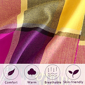 Women's Scarf Classic Tassel Plaid Super Soft Classic Cashmere Feel Fall Winter Scarves Tartan Warm Chunky Wrap Shawl