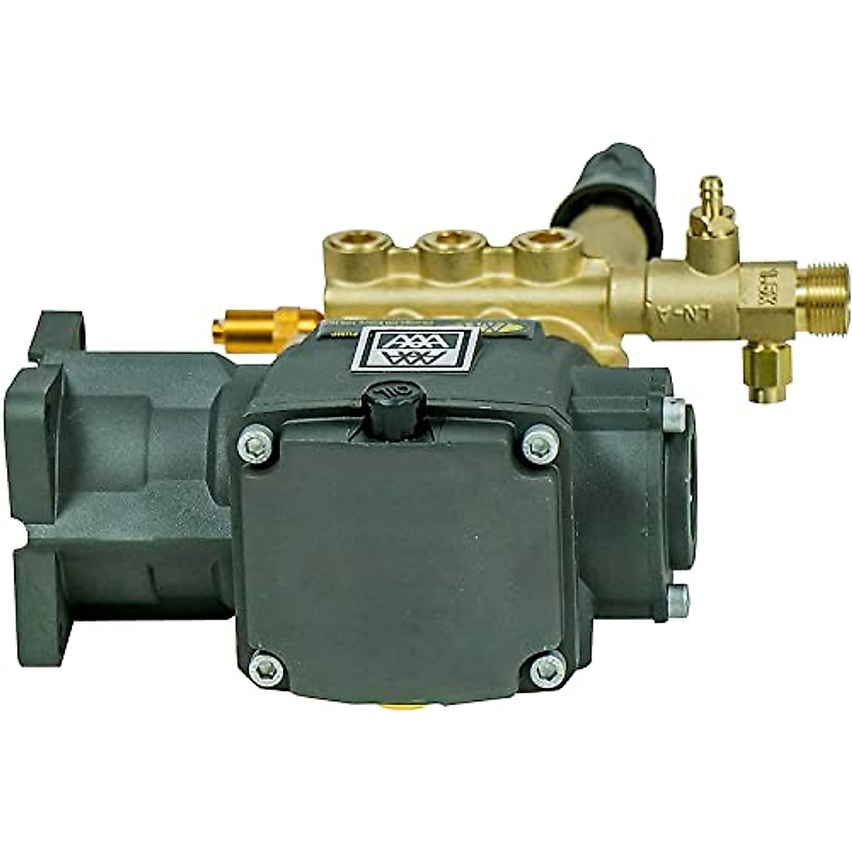 AAA 90037 Horizontal Triplex Plunger Replacement Pressure Washer Pump Kit, 3700 PSI, 2.5 GPM, 3/4" Shaft, Includes Hardware and Siphon Tube, for Industrial Gas Powered Machines, Black