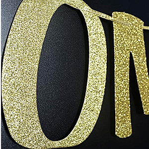 Prom Night Gold Glitter Banner, Prom Party Paper Decors Backdrops, Graduation Garland, Class of 2023 Grad Party Decorations Supplies (Gold)