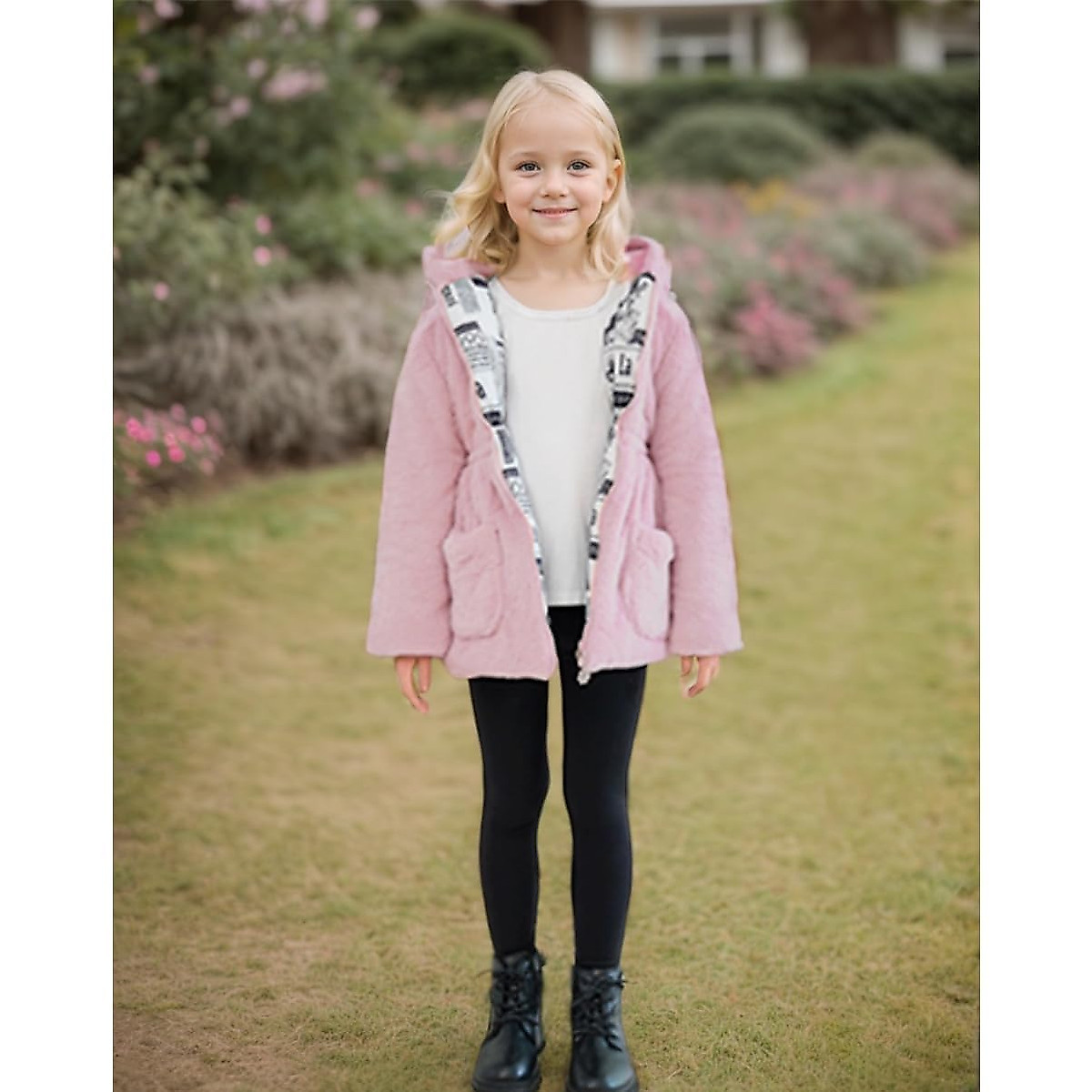 WEONEDREAM Baby Girls Winter Fleece Coat Ear Hooded Toddler Faux Fur Jacket Princess Girls Warm Windproof Outwear 1-6Y Kids Beautiful Outfits(Pink,140)