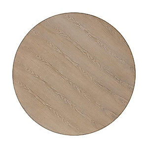 Finch Alfred Round Solid Wood Rustic Dining Table for Farmhouse Kitchen Room Decor, Wooden Trestle Pedestal Base, 46.5" Wide Circular Tabletop, Distressed Beige