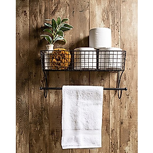 DII Rustic Farmhouse Bathroom Décor, Metal Storage, Large Towel Bar, Black