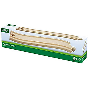Brio World - 33253 Stacking Track Supports | 2 Piece Toy Train Accessory for Kids Age 3 and Up, Green & BRIO World - 33332 Ascending Tracks | 2 Piece Wooden Train Tracks for Kids Ages 3 and Up
