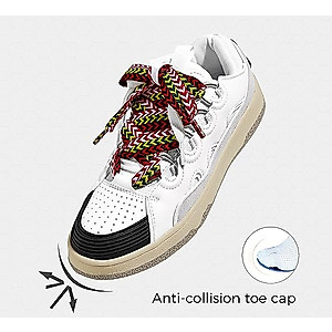 LUCKY STEP Women's Fashion Classic Leopard Leather Suede Sneakers Platform Casual Walking Tennis Club Flat Double Lace up Shoe(White,9B(M) US)