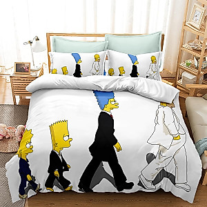 JewosS Simpsons 3-Pcs Bedding Set (1 Duvet Cover + 2 Pillow Case) Bedroom Decoration Soft Comfortable Breathable Bedding Set (Twin), Style6, XSP18