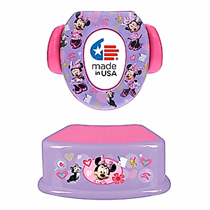 Disney Minnie Mouse 2 Pc "Happy Helpers" Essential Potty Training Set - Soft Potty Seat, Step Stool