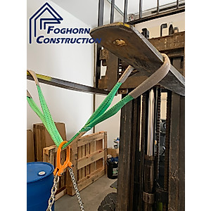 55 Gallon Drum Lifting Chain Hoist with 1 Ton Capacity - Webbing Sling Included for Extra Attachment Options Forklift, Crane, Jib Boom, Chain Lifter