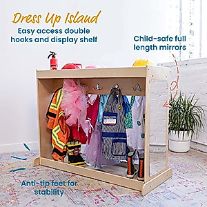 ECR4Kids Streamline Dress-Up Island, Costume Organizer, Natural