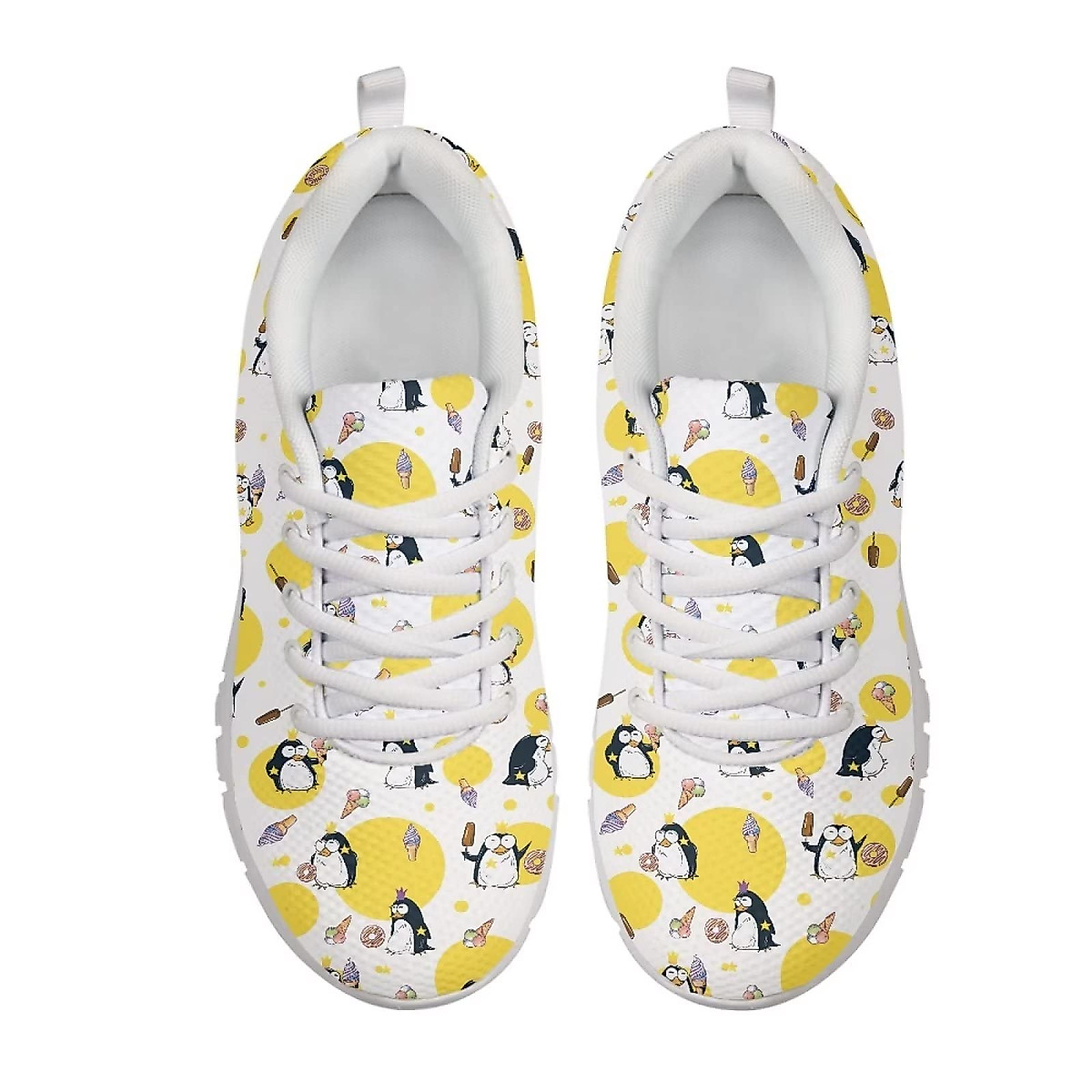 Jeiento Womens Running Shoes Lightweight Breathable Tennis Shoes Non Slip Fashion Walking Sneakers Cute Penguin Print