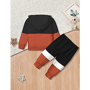 Toddler Boy Clothes 3t Boy Clothes 4t Boys Clothes Color Block Hoodie Long Sleeve Sweatshirt Sweatpants Sweatsuit Toddler Boy Fall Outfits Toddler Boy Winter Clothes Orange