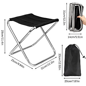 2Pcs Portable Mini Folding Camping Stool, Lightweight Camp Chair for Fishing Hiking, Compact Collapsible Travel Footstool for Outdoor, Beach, Backyard, Lawn,Picnic with Carry Bag (Large)