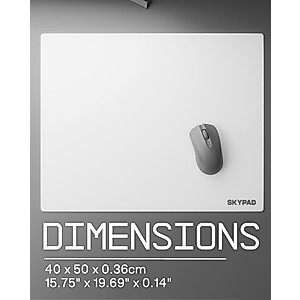 SkyPAD Glass 3.0 XL Gaming Mouse Pad with Text Logo | Professional Large Mouse Mat | 400 x 500 mm | White | Special Glass Surface with Improved Precision and Speed