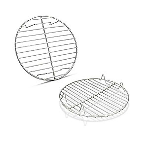 TeamFar Round Cooling Rack Set of 2, 7½ Inch Round Rack Baking Steaming Roasting Rack Set Stainless Steel, Healthy & Dishwasher Safe, Mirror Finish & Rust Free