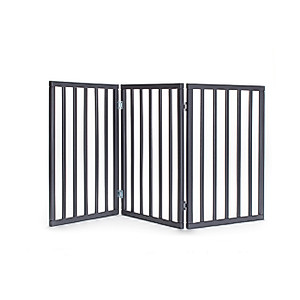 Primetime Petz - Best Freestanding, Hard Wood, Folding Pet Gate, Indoor Dog Fence for Home,Gray