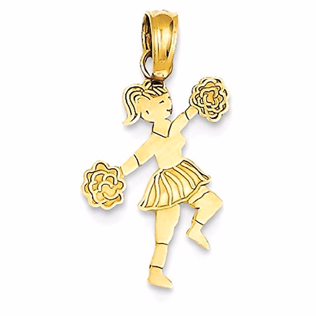 IceCarats 14K Yellow Gold Cheerleader Pom Poms Necklace Cheerleading Charm Sports Pendant 23mm x 10mm Only