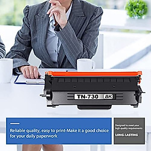 2-Pack TN730 Black TN-730 Standard Yield Toner Cartridge TN-730 Replacement for Brother DCP-L2550DW MFC-L2710DW L2750DW L2750DWXL HL-L2350DW L2370DW/DWXL L2390DW L2395DW Printer | BIGSPCE TN730