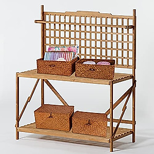 YIFANZHIBIAN Multifunction Seagrass Basket, Woven Storage Baskets, Handwoven Rectangular Straw Basket, Stackable and Hyacinth Basket with Lid for Home Organization (Large, Caramel Color)