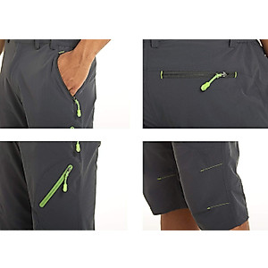 LACSINMO Men's Below Knee Shorts Quick Dry 3/4 Hiking Long Walking Shorts Summer Thin Capris with 4 Zipper Pockets Dark Grey