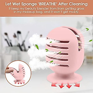 4Pack Makeup Brush Sponge Holder,Silicone Makeup Brush Covers Bag Travel Beauty Blender Holders Suctioned Drying Stand,Magnetic Makeup Brushes Case Organizer for Traveling Cute Portable-Pink,Khaki
