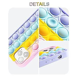aupartuds Pop It Phone Case for iPhone 8 7 6,Stress Reliever Push Pop Bubble Fidget Toys Cover,Cute Funny Soft Silicone Protective Shell for iPhone SE 4.7 inch - Rainbow