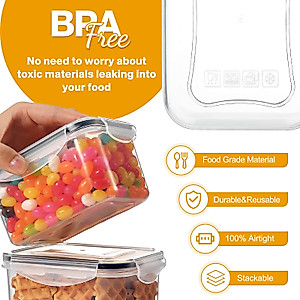 YASHE Airtight Pantry Storage Containers Set of 16, BPA Free Plastic Food Storage for Cereal, Pasta and Snacks, Stackable Kitchen Organizer with Labels, Marker & Measuring Cups