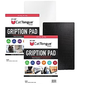 Non-Adhesive Grip Pad Combo Pack by CatTongue – Portable Multi-Purpose Non Slip Mat for Preventing Tools, Gadgets, and Gear from Slipping, Sliding, or Shifting (Black & Clear)