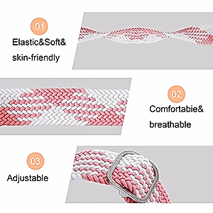 Fhtase AirTag Wristband Kids(2 Pack), Nylon Airtag Bracelet Compatible with Apple Air Tag, Flexible Adjustable Anti Lost Watch Band for Toddler Baby, Boys, and Girls, Elders (Pink&Rainbow)