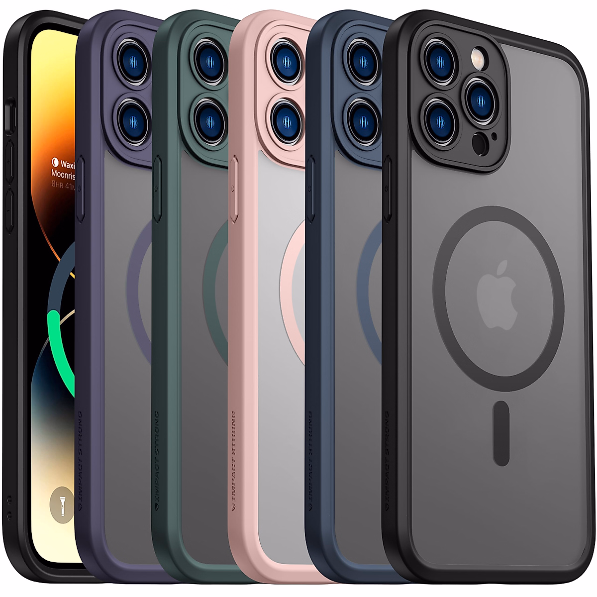 ImpactStrong Magnetic Guard Designed for iPhone 14 Pro Max Case [Camera Protection] [Military Grade Drop Tested] [Compatible with MagSafe] Slim Translucent Matte Phone Case (6.7") - Dark Green