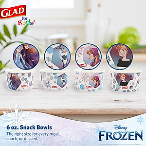 Glad for Kids Disney Frozen 6oz Paper Snack Bowls, Lids Not Included, 32 ct | Disney Anna and Elsa Paper Snack Bowls, Kids Snack Bowls| Kid-Friendly Paper Snack Cups for Everyday Use