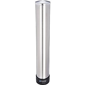 San Jamar C3200P Stainless Steel Pull Type Beverage Cup Dispenser, Fits 6oz to 10oz Cup Size, 2-7/32" to 3-3/16" Rim, 23-1/2" Tube Length