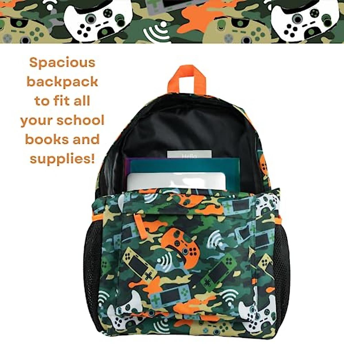 RALME Green Camo Gaming Backpack for Boys, 16 inch