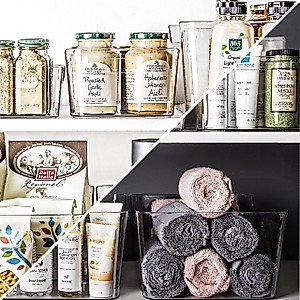 BINO Refrigerator, Freezer and Pantry Cabinet Storage Organizer Bin with Handles - Clear and Transparent Plastic Wide Nesting Food Container for Home and Kitchen (Clear, Small)