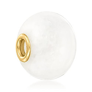 Ross-Simons White Kunlun Jade Bead Pendant With 14kt Yellow Gold