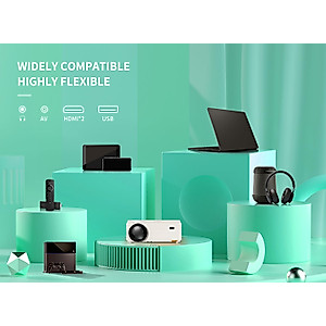 Alvar Mini Projector Native1080P Full HD Portable WiFi Projector 4k Supported, Bluetooth Projector Compatible with iOS Android Laptop TV Stick HDMI PS5