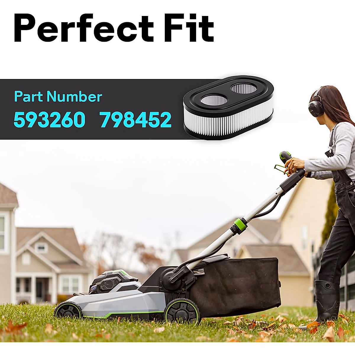 798452 334404 Lawn Mower Air filter Replacement filter,593260 air filter, suitable for 4247 5432 5432k 09P00 09P702 550E 500EX 550EX 625 575EX lawn mower series engine (8)