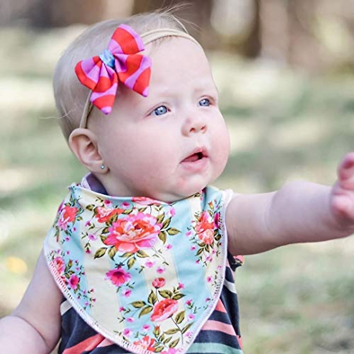 upsimples 10-Pack Baby Bandana Bibs Baby Girl Bibs for Drooling and Teething, Super Absorbent Bibs - Blossom Set