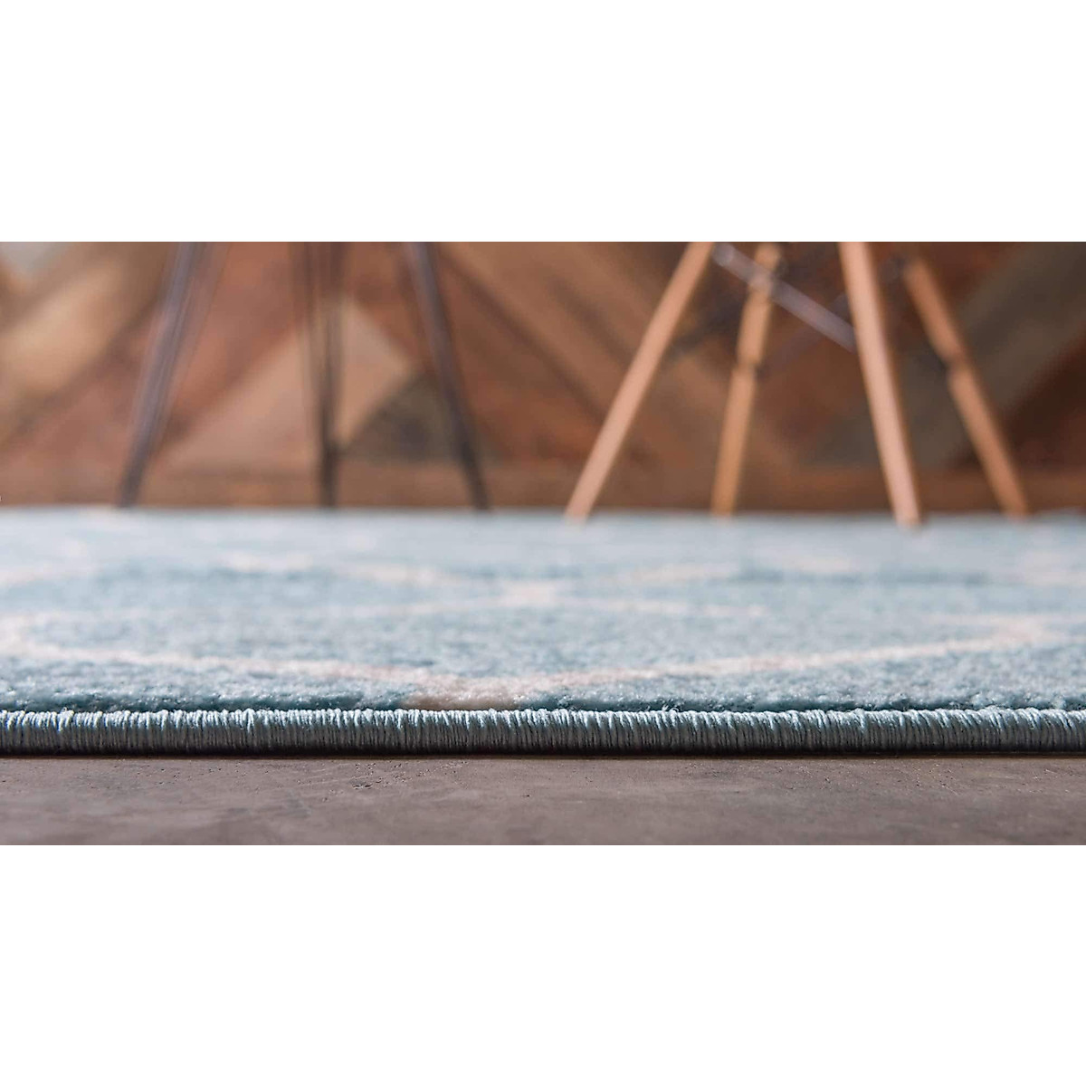 Unique Loom Trellis Frieze Collection Area Rug - Rounded (5' 1" x 8', Light Blue/ Ivory)