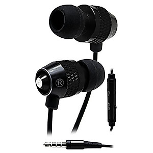 Bastex Universal In-Ear Bass Stereo Headphones, 3.5 mm Plug with Built-In Microphone (3 Pack) - Black