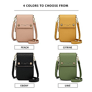 Meloday Small Crossbody Cell Phone Purse for Women Soft Vegan Leather Fashion Travel Wallet with Adjustable Strap - Black