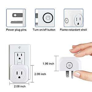 Mini Smart Plugs That Work with Alexa and Google Home, MONGERY WiFi Outlet Socket with Remote Control & Timer Function, No Hub Required, 2.4G WiFi (2 Pack)