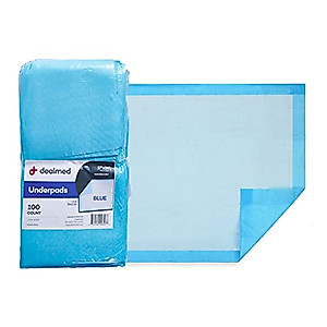 Dealmed Standard Non-Sterile Medical Underpads, 100 Count Disposable 2-Ply Tissue Fill, 24" x 17", Blue, 100 Count, Perfect for Pet Pads, Furniture Protection and More, 100 Count (1 Pack)